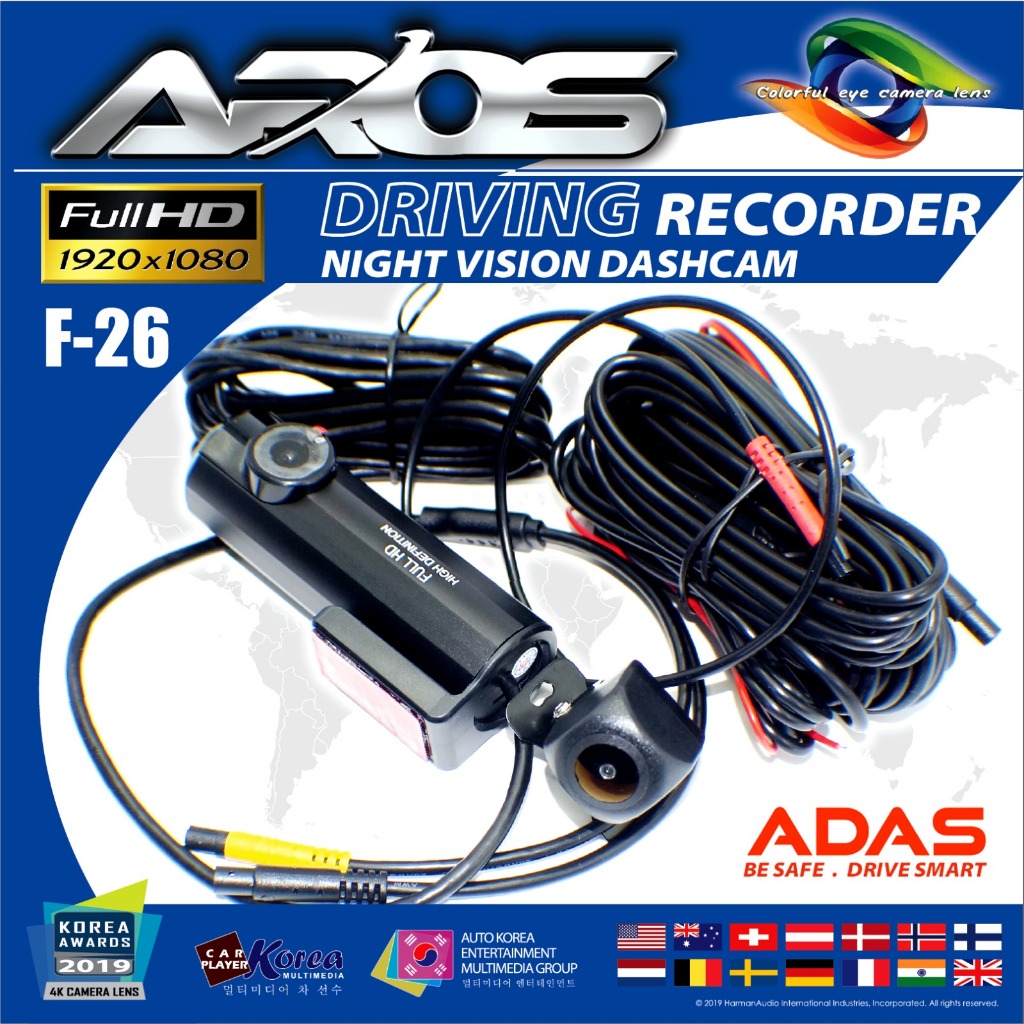[ AROS ] KERETA / CAR DVR Dash Camera USB Front and Rear Dual Lens Video Recorder AHD Reverse ...