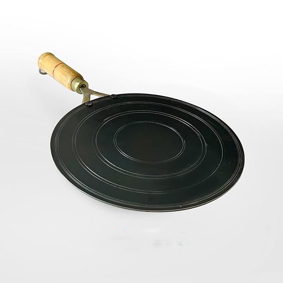 Traditional Iron Dosa Kal/Pure Iron Dosa Tawa with Wooden Handle 25cm ...