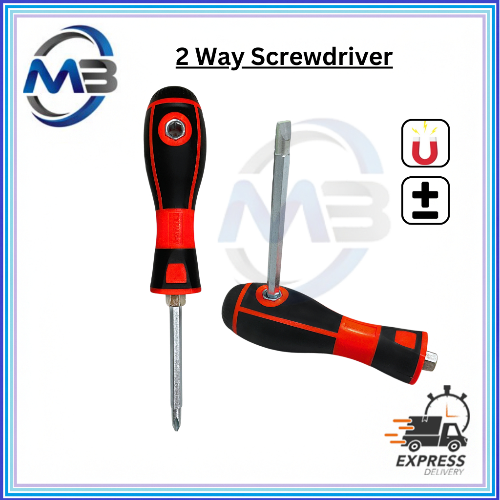 Pemutar Skru Dua Guna | 2 Way Screwdriver Rubber Handle Double End ...