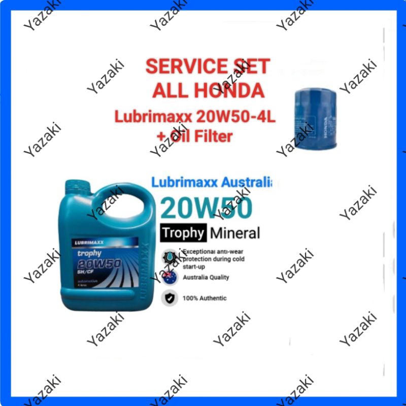 Service Set Honda (Lubrimaxx 20W50-4L Engine Oil +Honda oil Filter ...