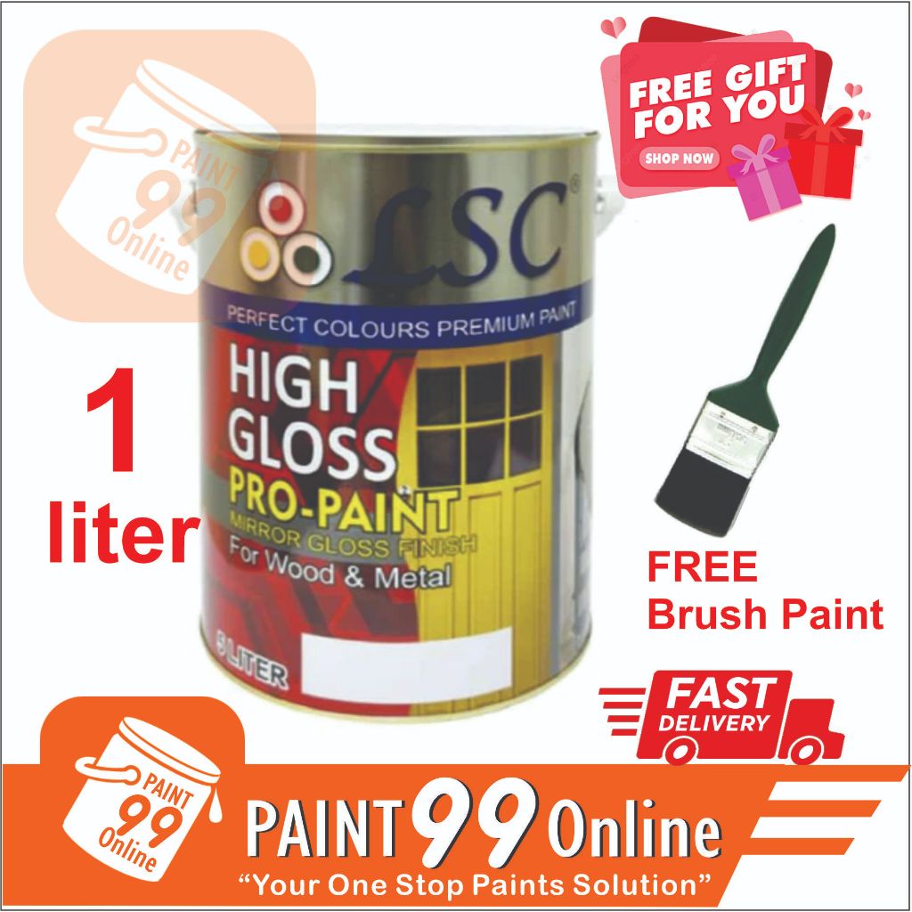 LSC ( 1L ) 1 liter LSCHIGH GLOSS PAINT ( FREE 1.5" BRUSH ) CAT MINYAK ...