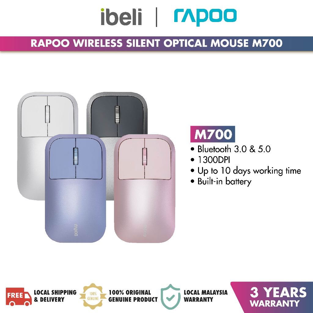 Rapoo Multi-Mode Wireless Silent Optical Mouse M700 | Shopee Malaysia