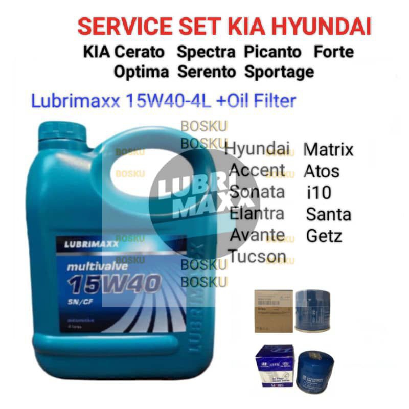 Hyundai Kia Service Set Oil Filter 26300-2Y500 +Lubrimaxx 15W40-4L ...