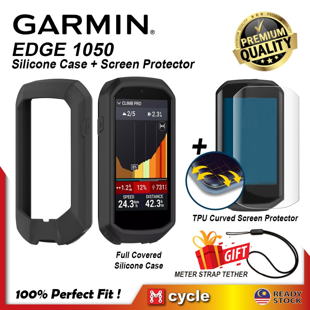 GARMIN EDGE 1050 Silicone Case + Screen Protector Bike Computer Meter ...