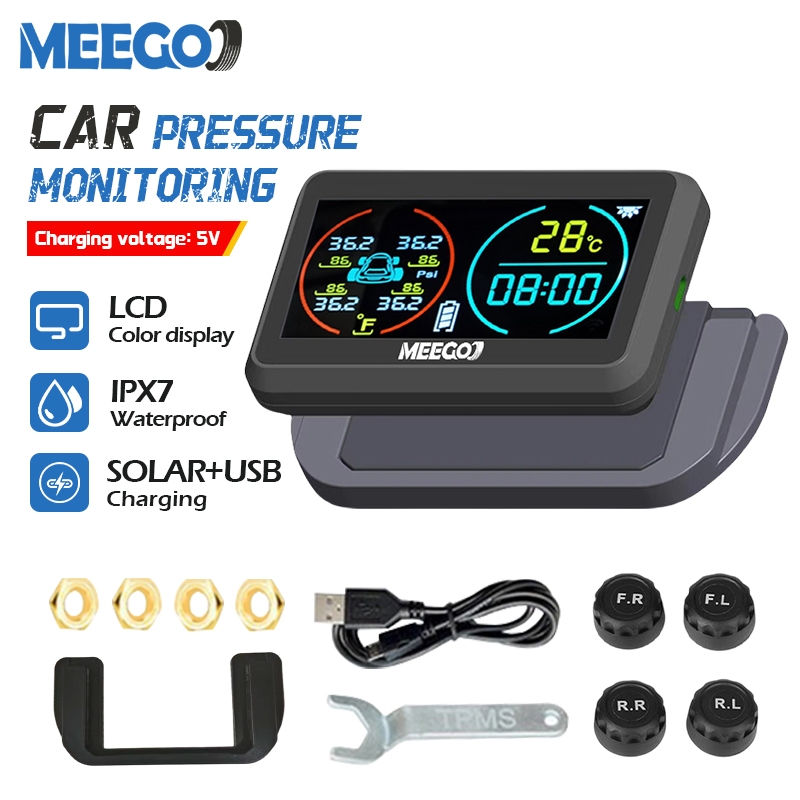 MeeGoo TPMS Large Screen LED Display Tyre Pressure Monitor 輪胎監測器 (4 ...