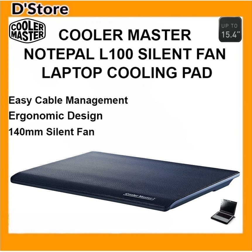 COOLER MASTER NOTEPAL L100 SILENT FAN LAPTOP COOLING PAD UP TO 15.4 ...
