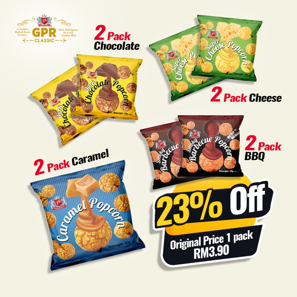 GPR Popcorn (40g x 8 Pek) – Campuran Terhad 4 Perisa (Kualiti Premium ...