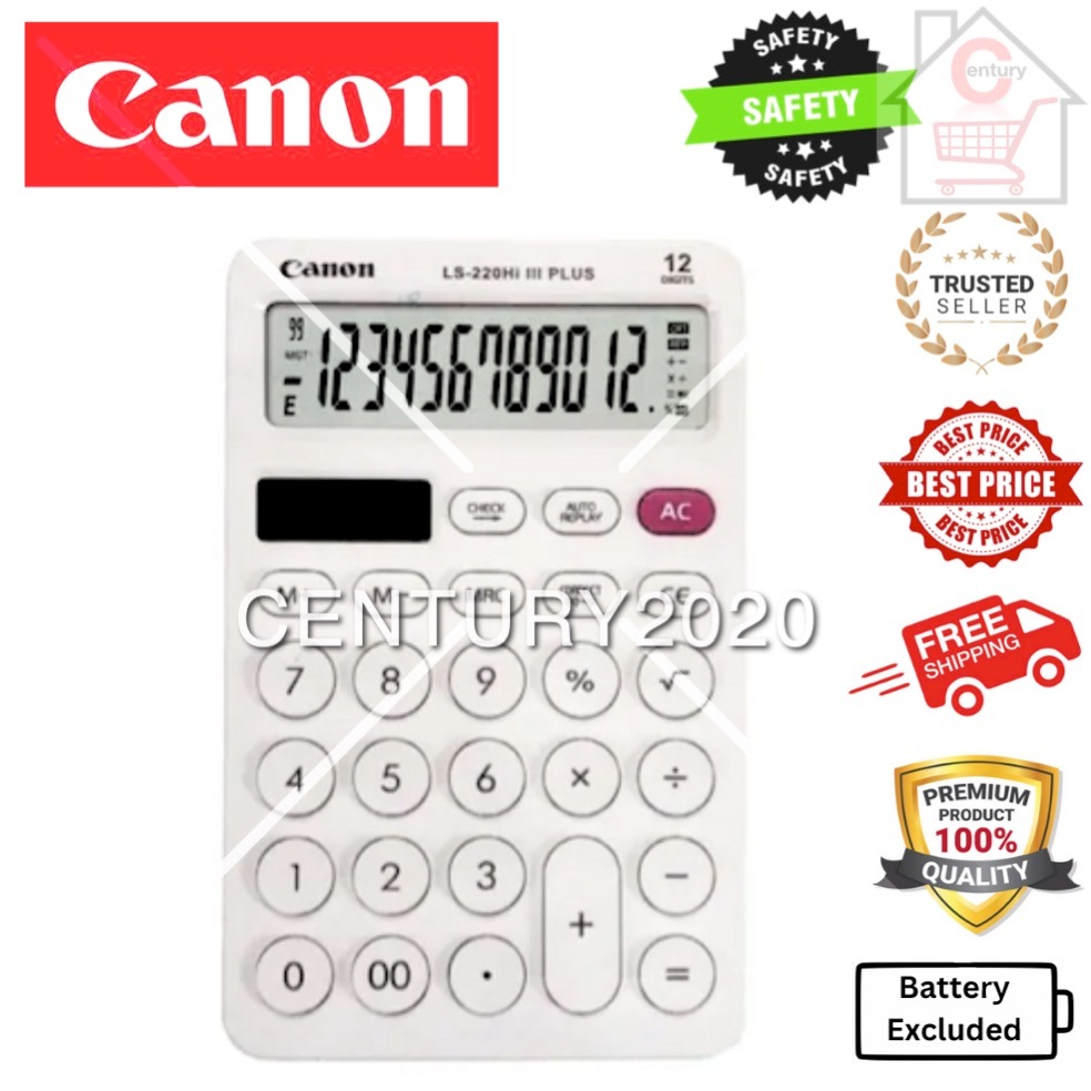 CANON Calculator LS-220 HI III Plus 12 Digits Dual Way Power | Shopee ...