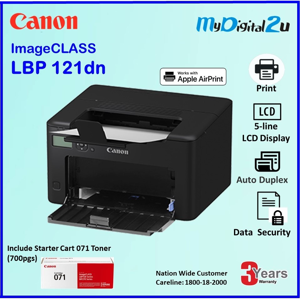 Canon LBP-121DN / LBP-122DW Single Function Duplex Print/WIFI Laser ...