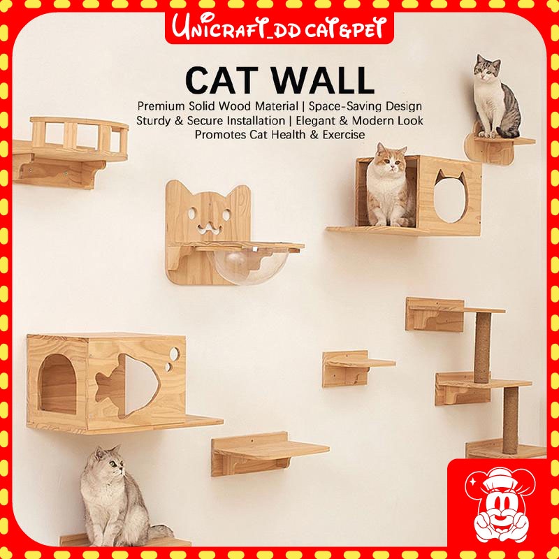 DIY Wall-Mounted Cat Playground | Solid Wood Cat House & Climbing ...