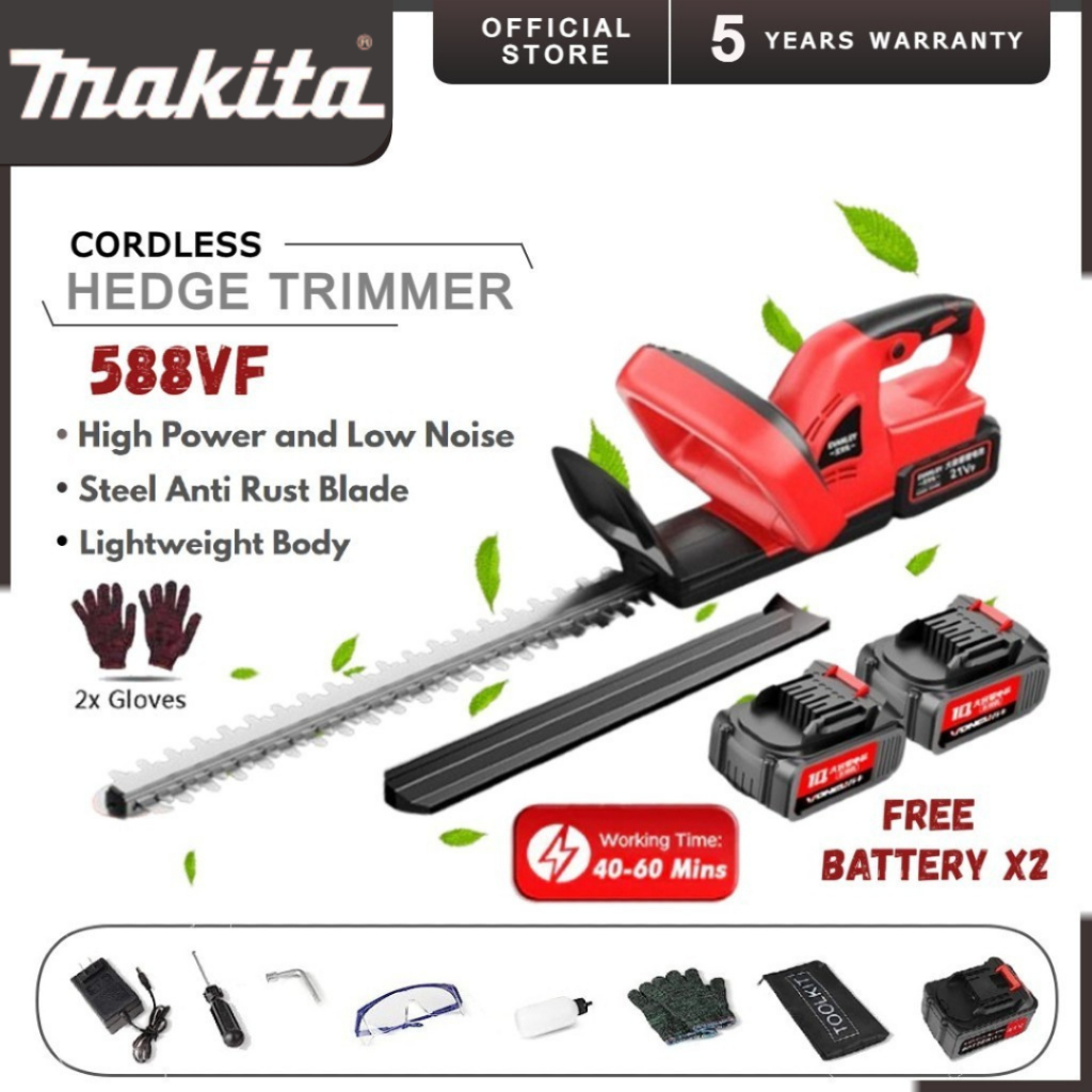 Cordless Hedge Pemangkas Shrub Pruner Garden Shear Mesin Pemangkas ...