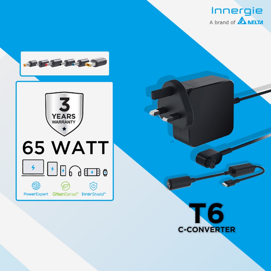 Innergie T6 65W Laptop Charger / Power Adapter, with 100W C-Converter ...