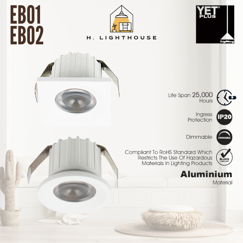 YETPLUS LED Eyeball EB01(Round) EB02 (Square) White Casing Warmwhite 1 ...
