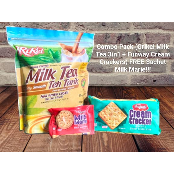 **COMBO MILK TEA ORIKEL + FUNWAY CREAM CRACKERS** FREE SACHET MILK ...