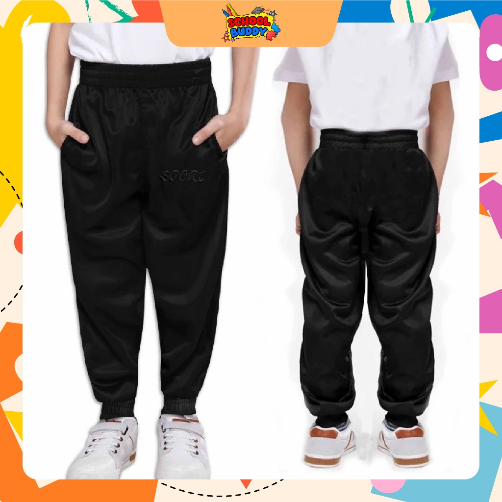 (1Y-15Y) Unisex Kids SPORT Tracksuit with Cuff (Black / Blue) School ...