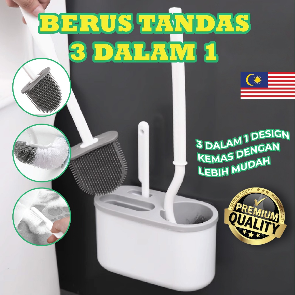 3 IN 1 Upgrade Silicone Toilet Brush Cleaner 360° No Dead Angle Toilet ...