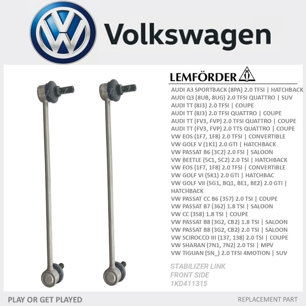 FRONT STABILIZER LINK SET AUDI A3 VOLKSWAGEN GOLF MK5 MK6 JETTA PASSAT ...