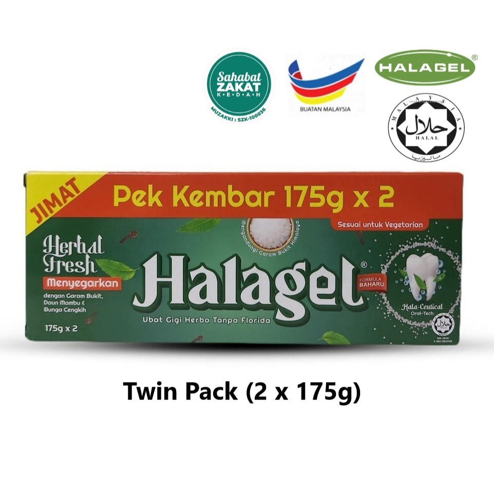 Halagel Twin Pack Toothpaste Herbal Green Fresh (2 x 175g) / Ubat Gigi ...