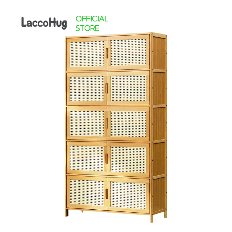LaccoHug Bamboo 4/6/8/10 Doors Rattan Storage Cabinet | Shopee Malaysia