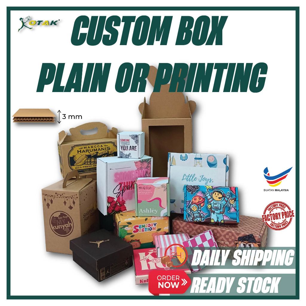 Custom Kotak No MOQ / Custom Box / Pizza Box / RSC Box / Kotak Design ...