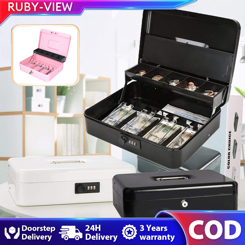 RUBY Cash Box Large Size Money Box Multi-Layer Key/Password Safety Box ...