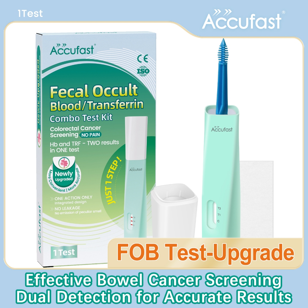 ACCUFAST Bowel Cancer Home Test Kit 2-in-1 FOB/TRF Colon Faecal ...