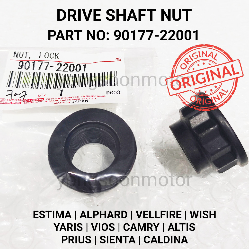 ORIGINAL TOYOTA DRIVE SHAFT LOCK NUT 90177-22001 TOYOTA ESTIMA/ALPHARD ...