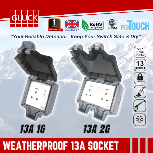Retouch Weatherproof Outdoor Switch Socket IP66 13A ( 1 Gang / 2 Gang ...