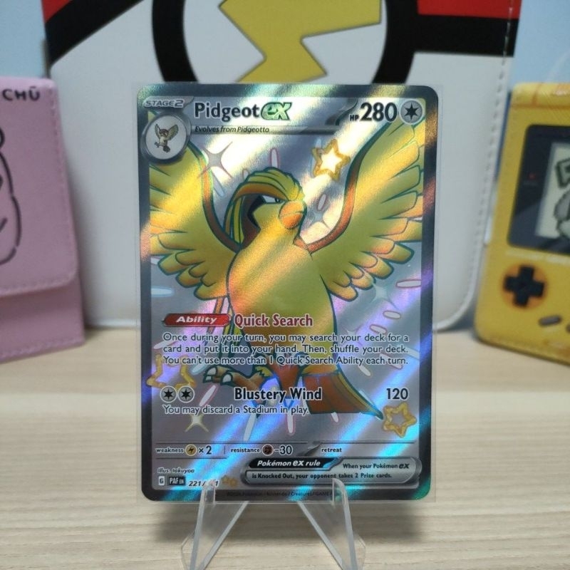 Shiny Pidgeot Ex 221/091 Paldean Fates Pokemon Card PTCG Rare ...