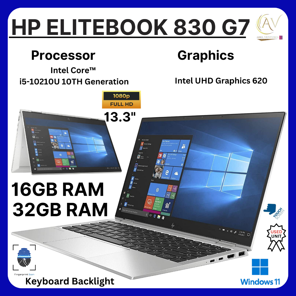 HP EliteBook X360 830 G7,13.3″ FHDTouch Screen Laptop,Core i5(10TH GEN ...
