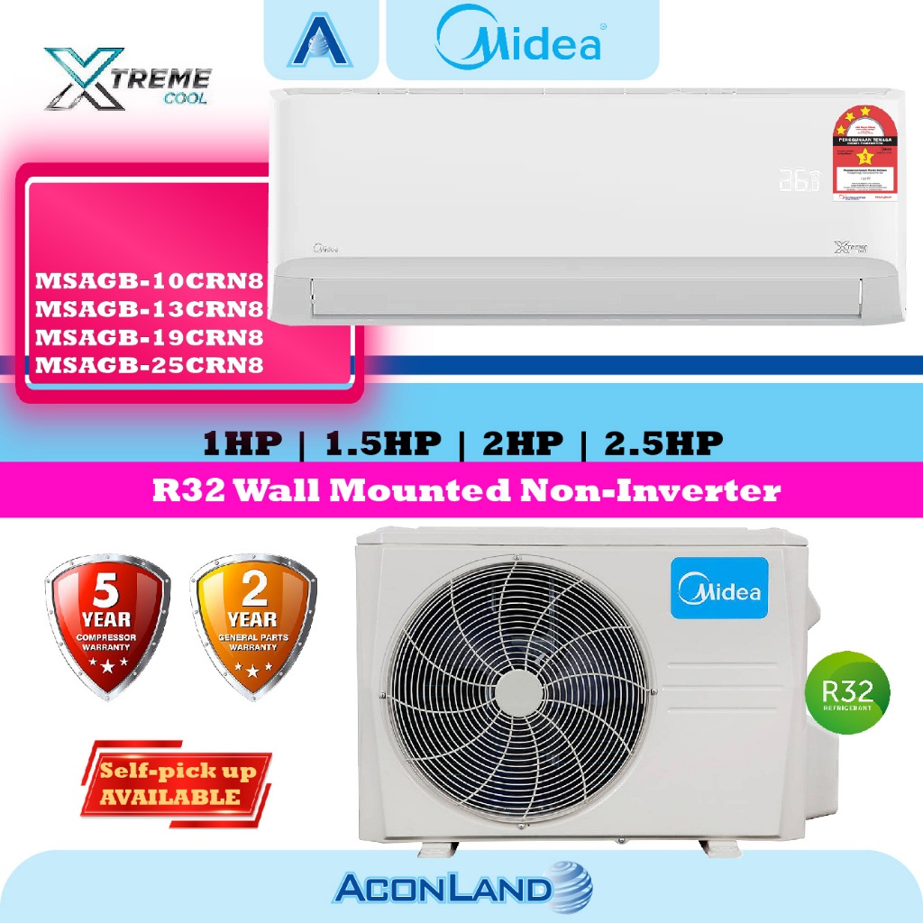 MIDEA Xtreme Cool R32 Non-Inverter Air Conditioner - 1.0HP/1.5HP/2.0HP/2.5HP | Shopee Malaysia
