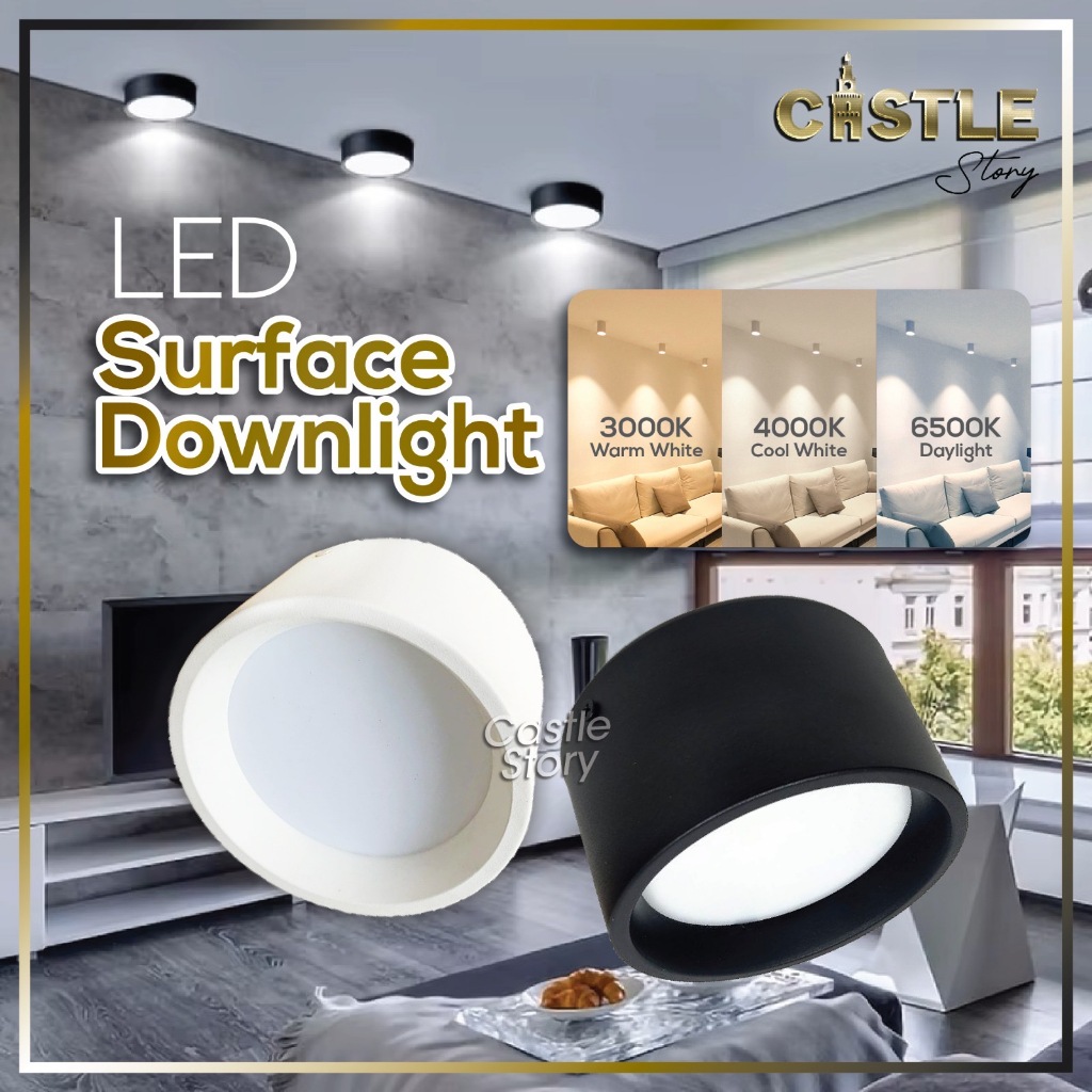 SURFACE MOUNT Anti-Glare LED Downlight 12W/20W/28W 4″/5.5″/7″ BLACK ...