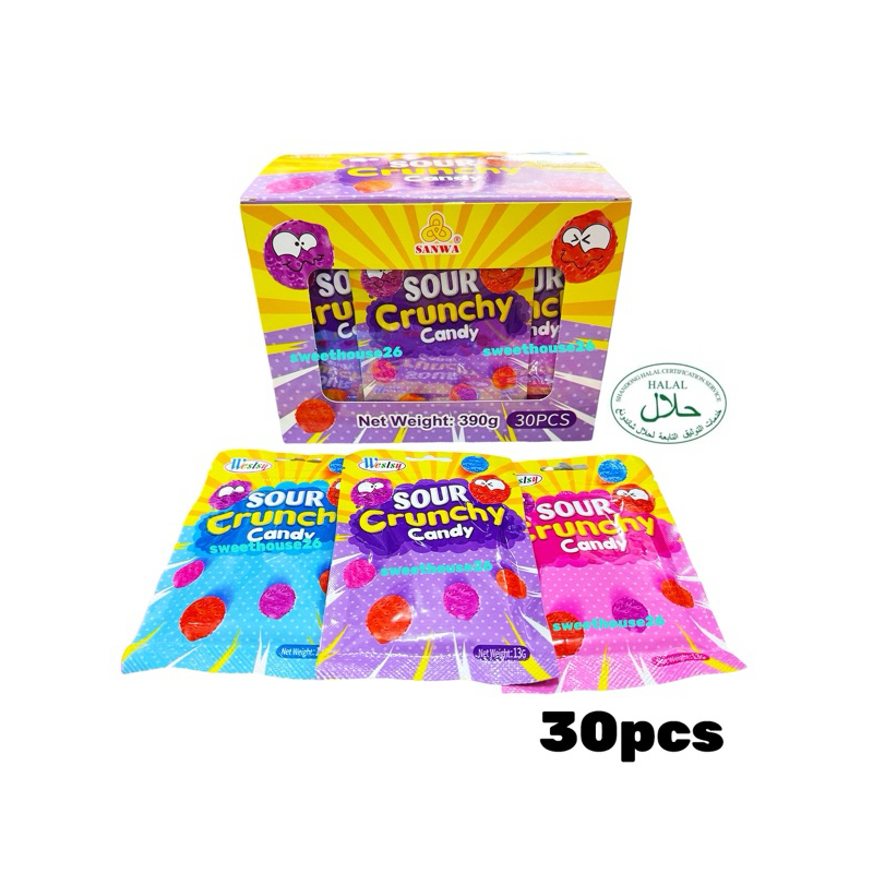 Sanwa Sour Crunchy / Gummy Crunch Mix Fruit Flavour Candy 13g x 30pcs ...