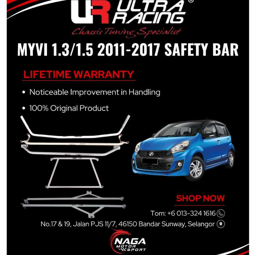 ULTRA RACING SAFETY BAR PERODUA MYVI LAGI BEST M600 FRONT STRUT/ENGINE ...