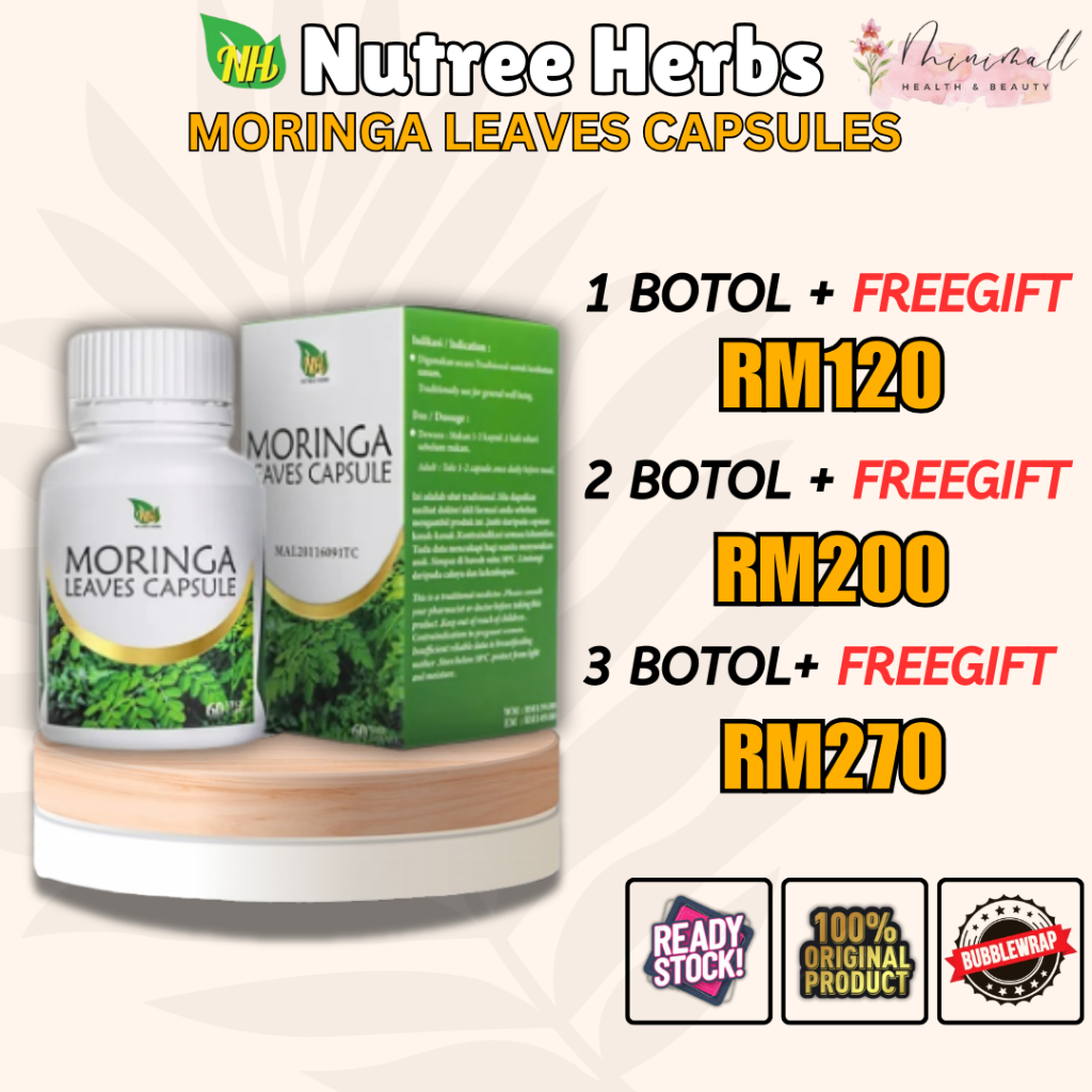 [100% ORIGINAL] NUTREE HERBS MORINGA KAPSUL MORINGA OLEIFERA LEAVES ...