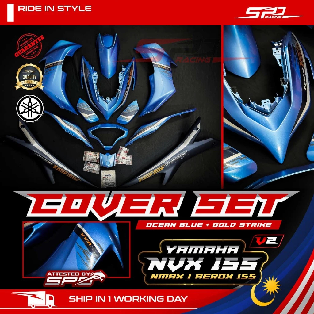 NVX V2 Cover Set ( Ocean Blue + Gold Strike 2024) Included Emblem 100% ...