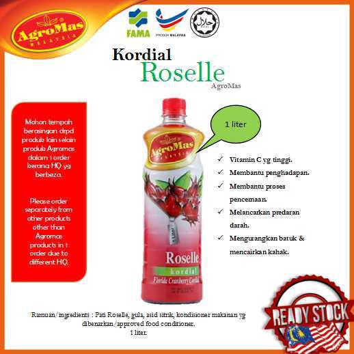 🔥OFFER!!🔥Best Seller🔥1 Liter Kordial Roselle. Agromas, FAMA. Tempatan ...