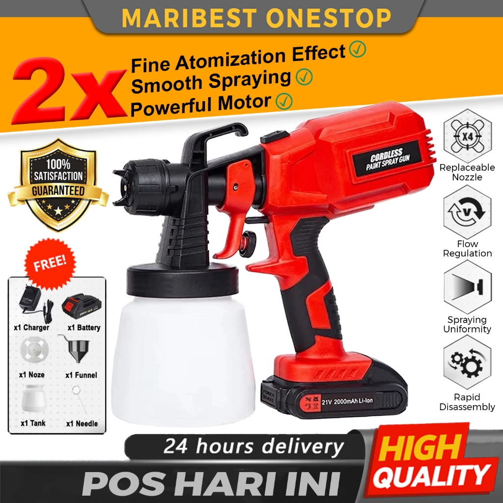 CX33 Portable 21V Cordless Battery Spray Gun 1.8MM Nozzle Pain with ...