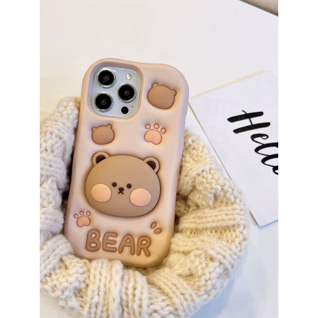 Cuddly Bear With Pop Socket Case 11/11 Pro Max/12/12 Pro Max/13/13 Pro ...
