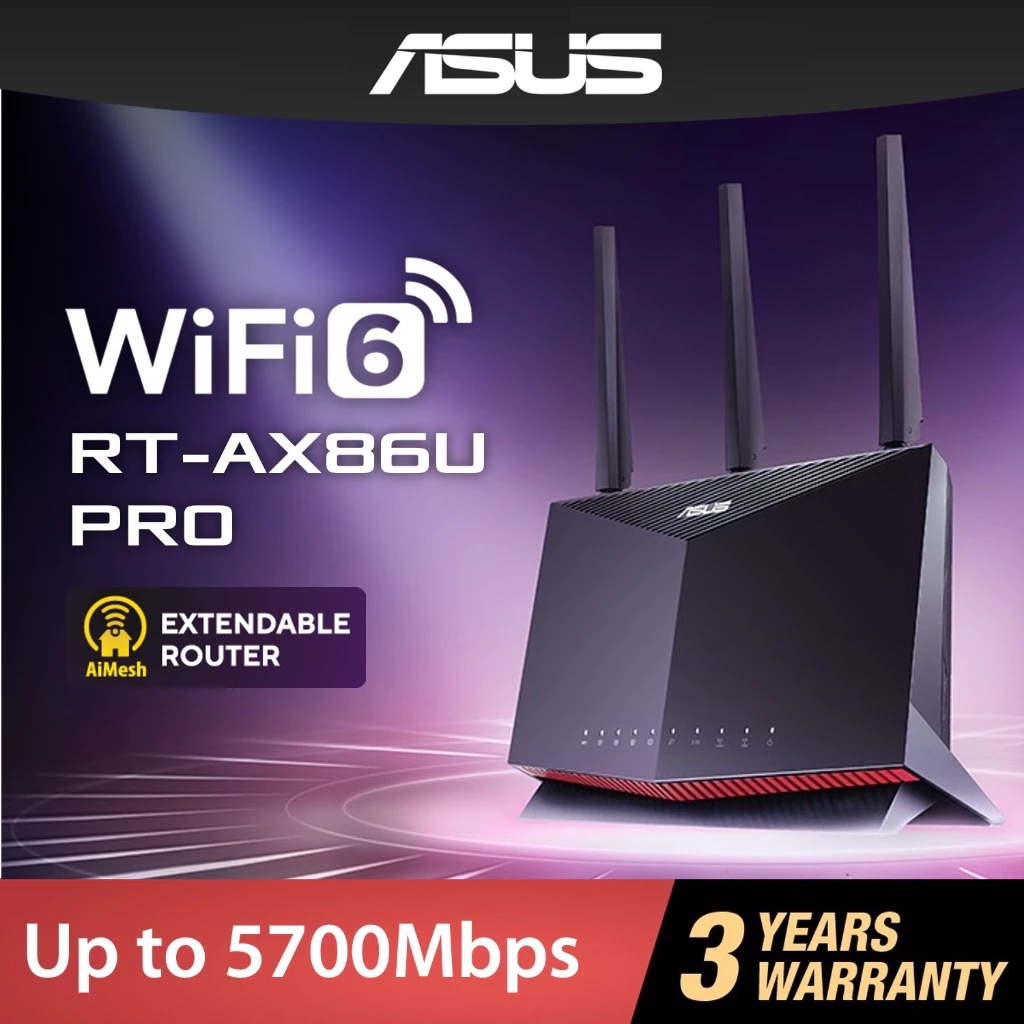 ASUS RT-AX86U Pro WiFi 6 AX5700 Wireless Router Dual Band AiProtection ...