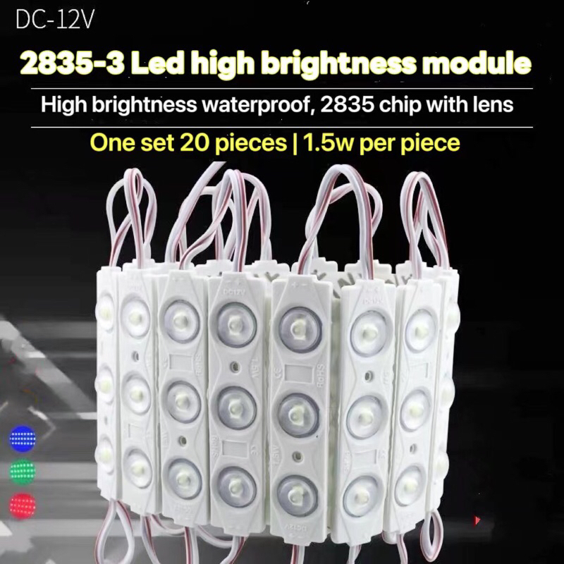 (READY STOCK) 20pcs 2835 DC12V 3 LED Module signage light 1.5w ...