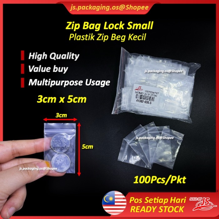 Zip Bag Lock Small 3cm X 5cm Transparent Zip Lock Waterproof Beg ...