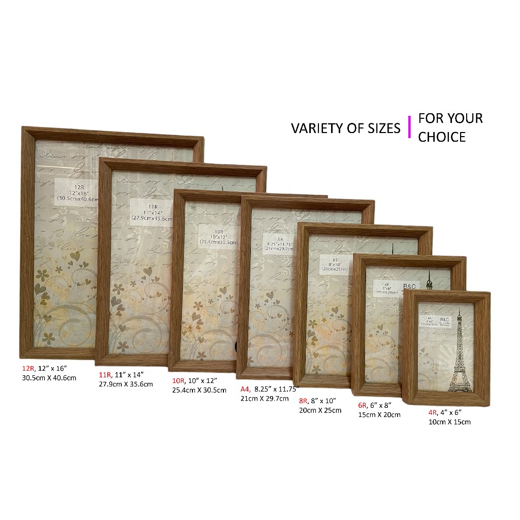 Photo Frame Size 4R / 6R / 8R / A4 / 10R / 11R / 12R - Brown (1pc) | Shopee Malaysia