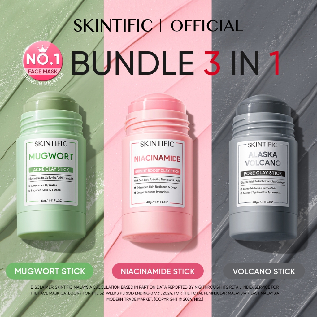 [3pcs]SKINTIFIC Clay Mask Stick kit / Mugwort Clay Mask Stick+ Alaska ...