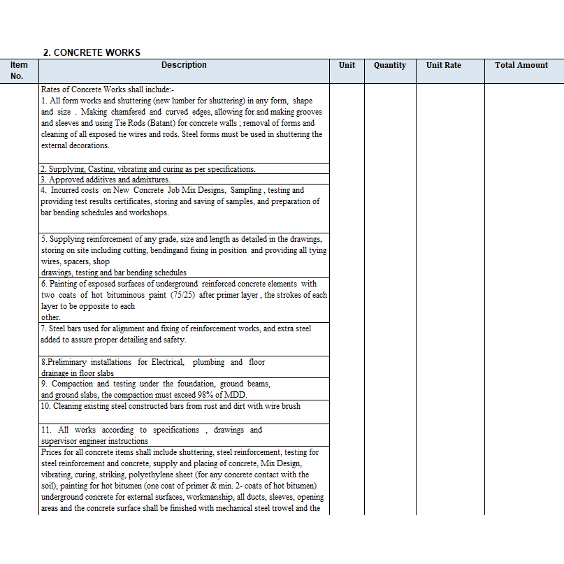 🔥Residential & Housing Bill of Quantities (BOQ) Editable Excel Sheets🔥 ...