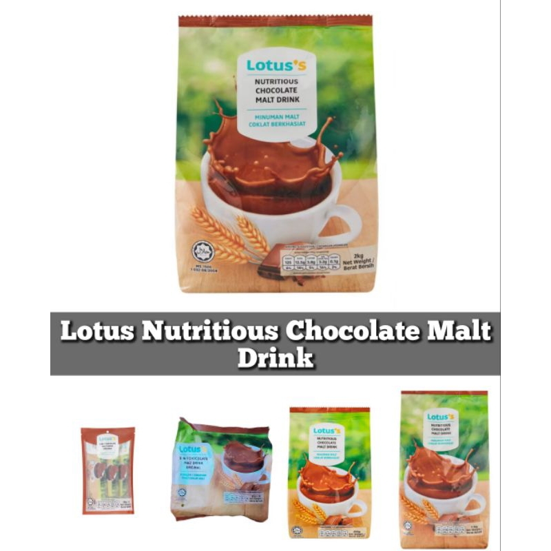 LOTUS Nutritious Chocolate Malt Drink | Minuman Malt Coklat BerKhasiat 200g / 1kg /2kg & 3in1 ...