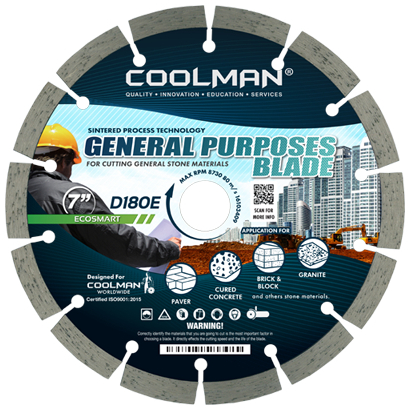 COOLMAN D180E 7" 180mm General Purpose Segment Diamond Cutting Blade ...