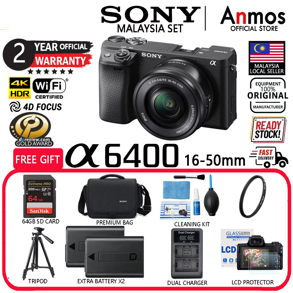 Sony a6400/A6400 Mirrorless Digital Camera With Lens (16-50mm &18-135mm& Body)Sony Malaysia Set ...