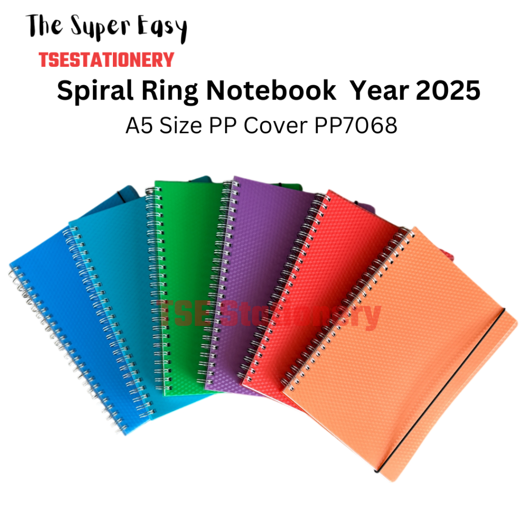 2025 A5 Size Spiral Ring Diary Planner PP Cover Diary Calendar Buku ...