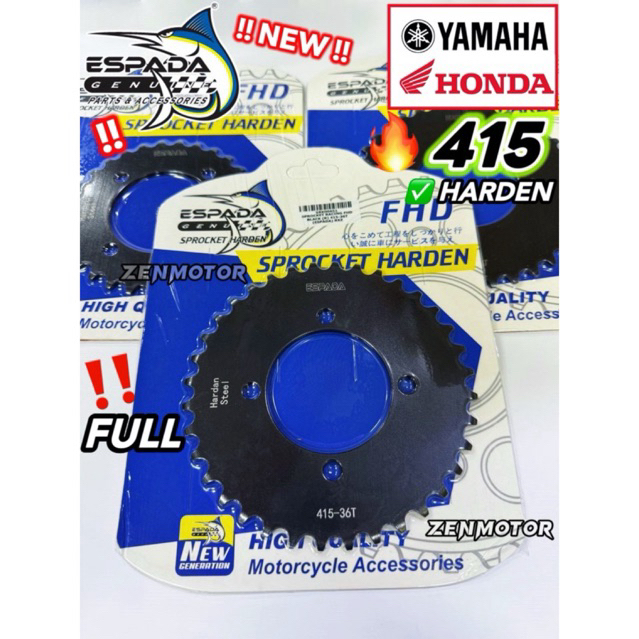 🔥 415 SPROCKET LC135 Y15ZR RS150 EX5 RXZ HITAM BLACK SPOKET ESPADA FULL PENUH SPOCKET 4S 5S LC ...